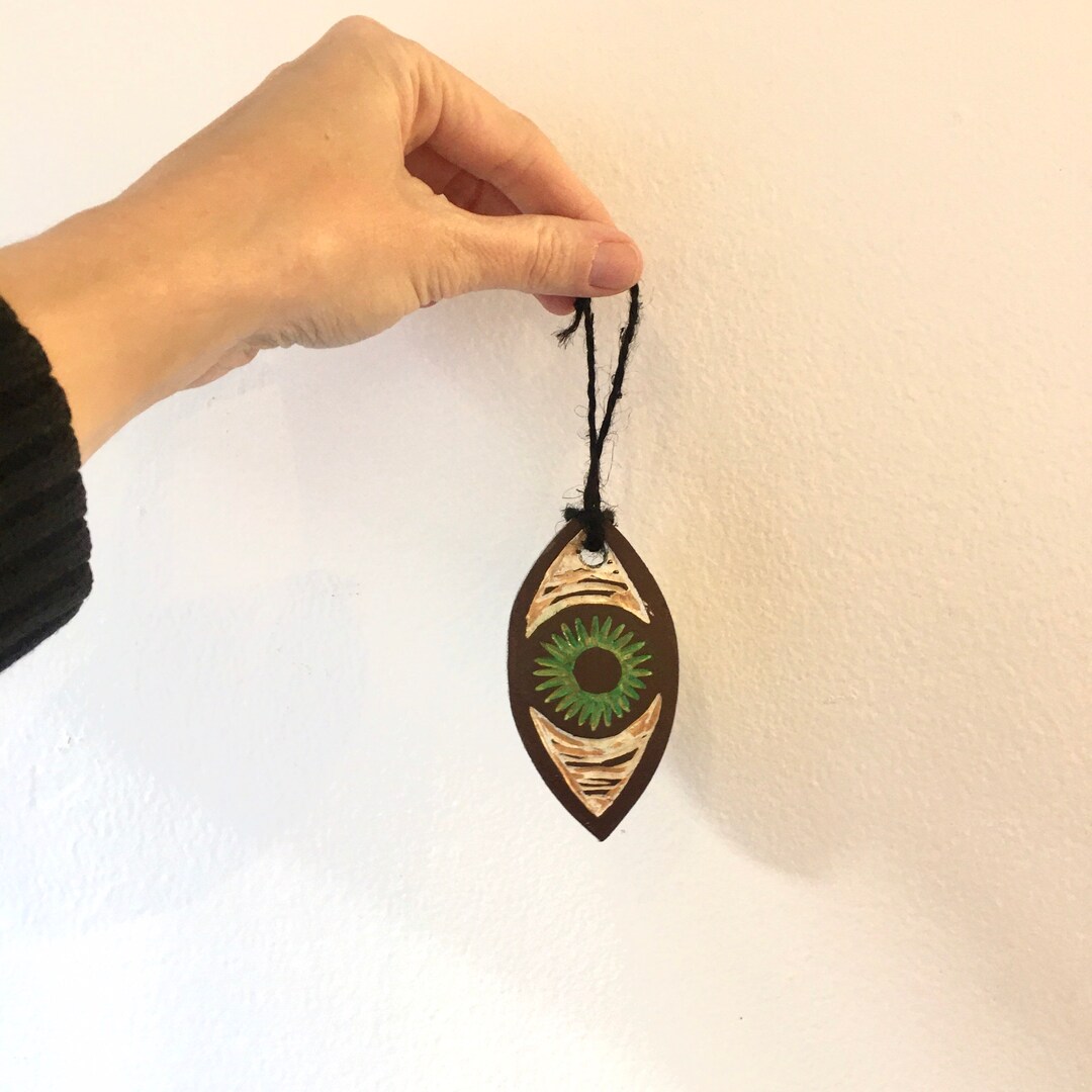 Evil Eye Art - Eyeball Ornament - All Seeing Hand Carved Wood Ornament ...