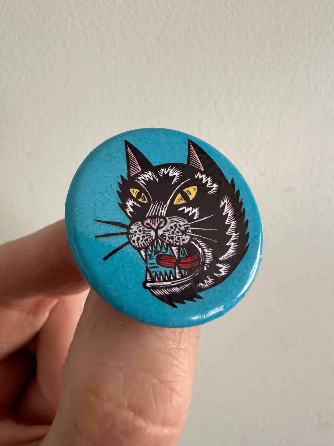 Black Cat Button for Jacket or Tote - Etsy