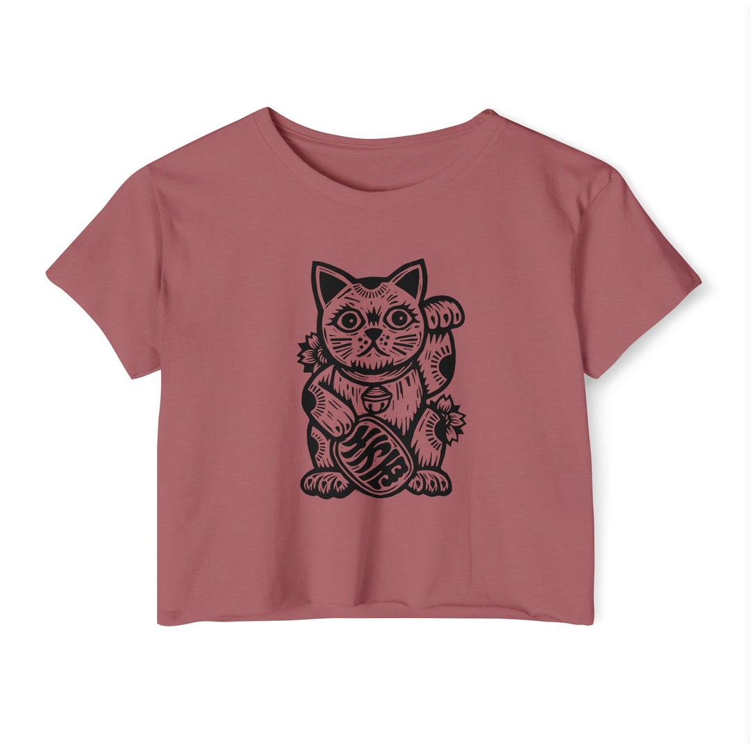Maneki Neko Crop Top Lucky Cat Crop Top Cropped T-shirts Cropped Shirts ...