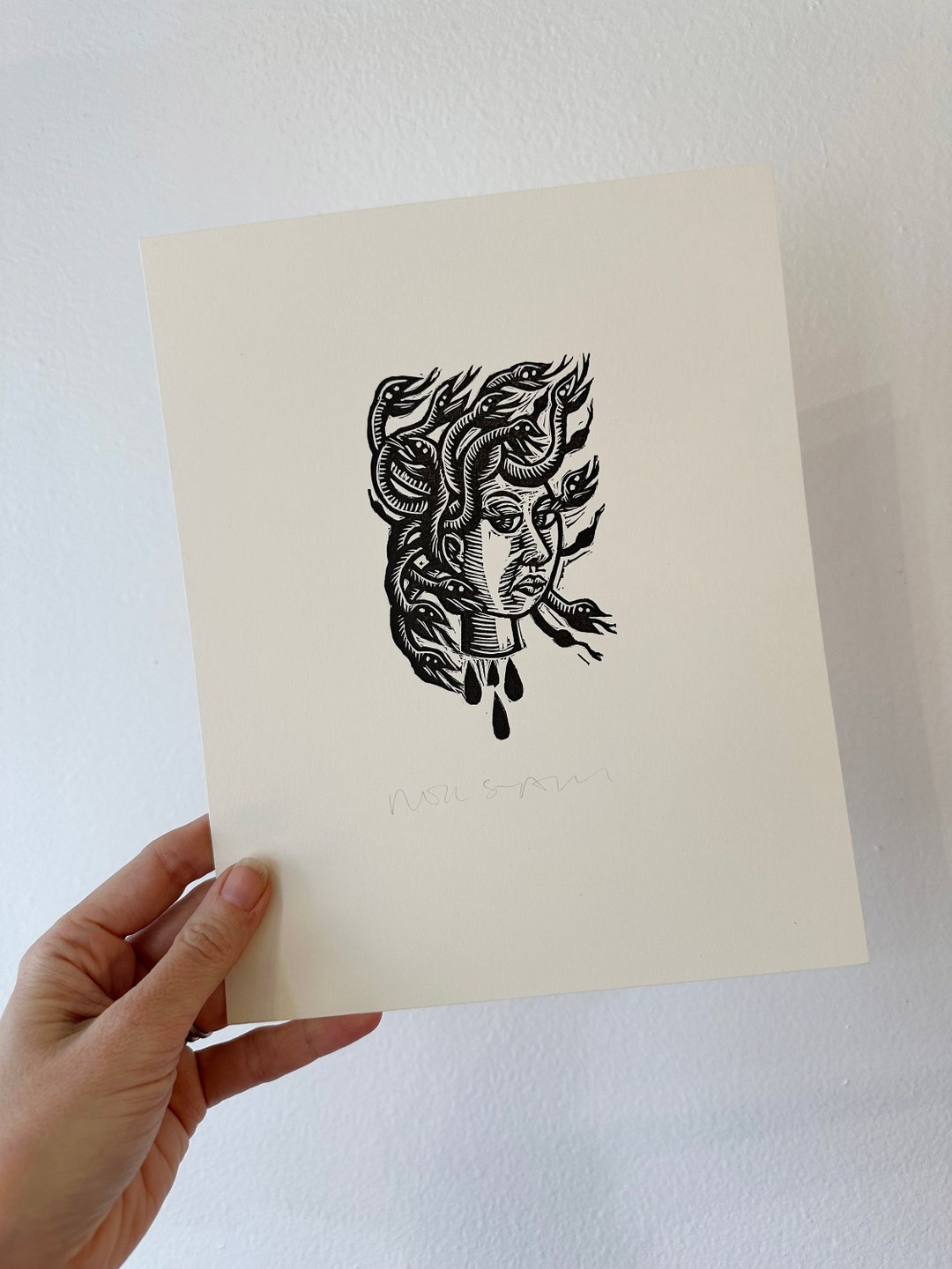 Medusa Art Print - Medusa Linocut Print - 8x10 Prints - Hand Printed ...