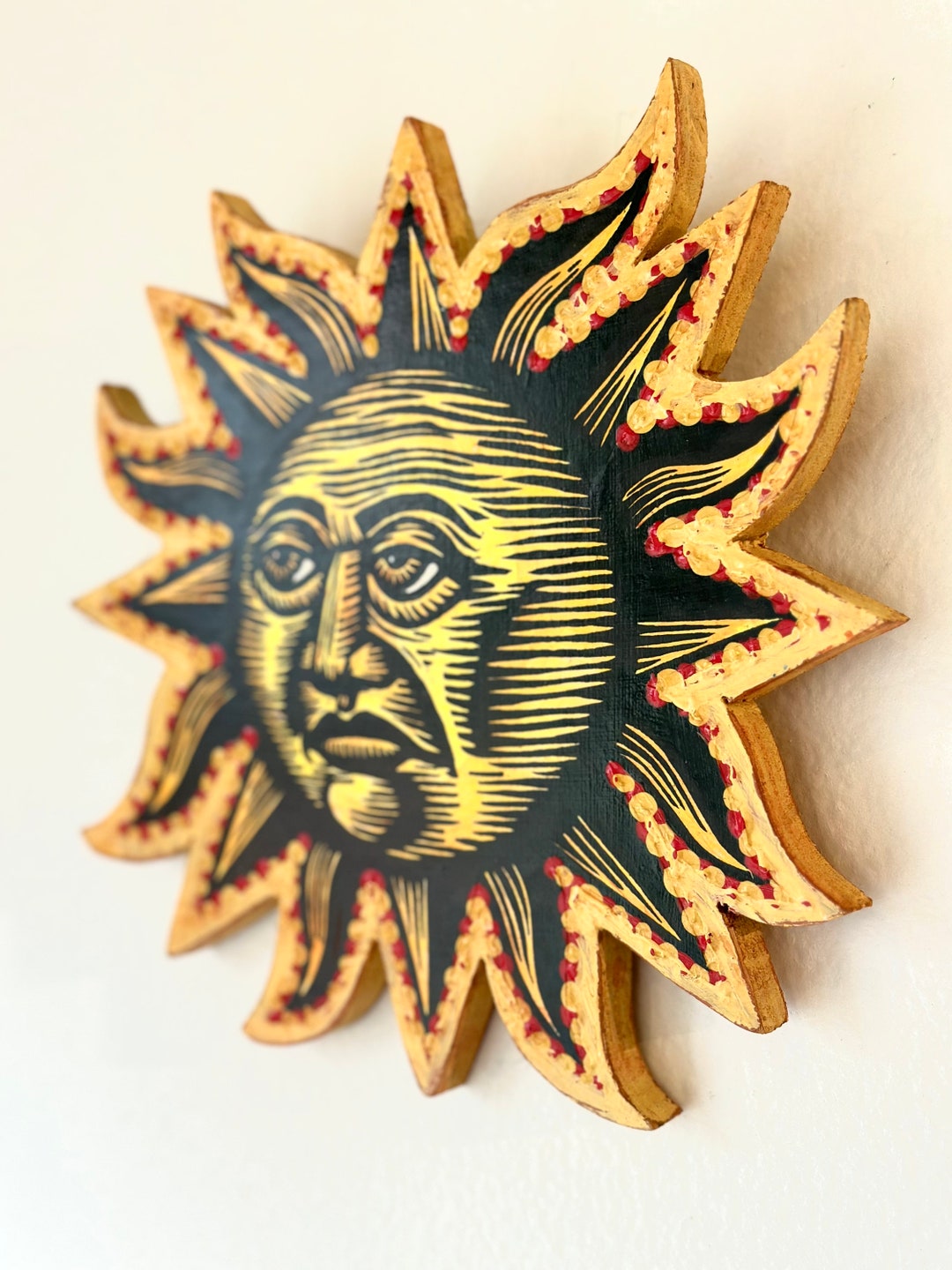Sun Art Original Art Sun Linocut Print on Wood Sun With - Etsy