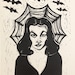 Gothic Decor Horror Decor Linocut Art Vampira Art Print Linocut Print ...