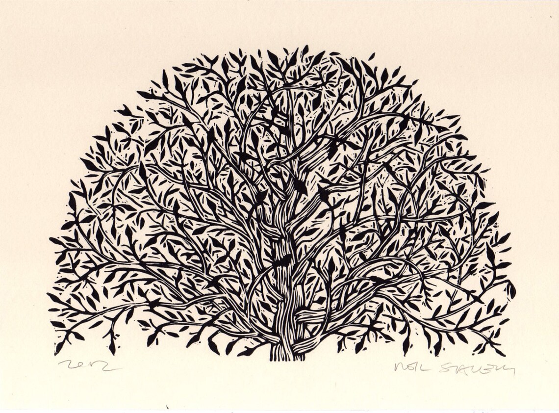 Tree Art Linocut Print Home Decor Nature Decor Living | Etsy