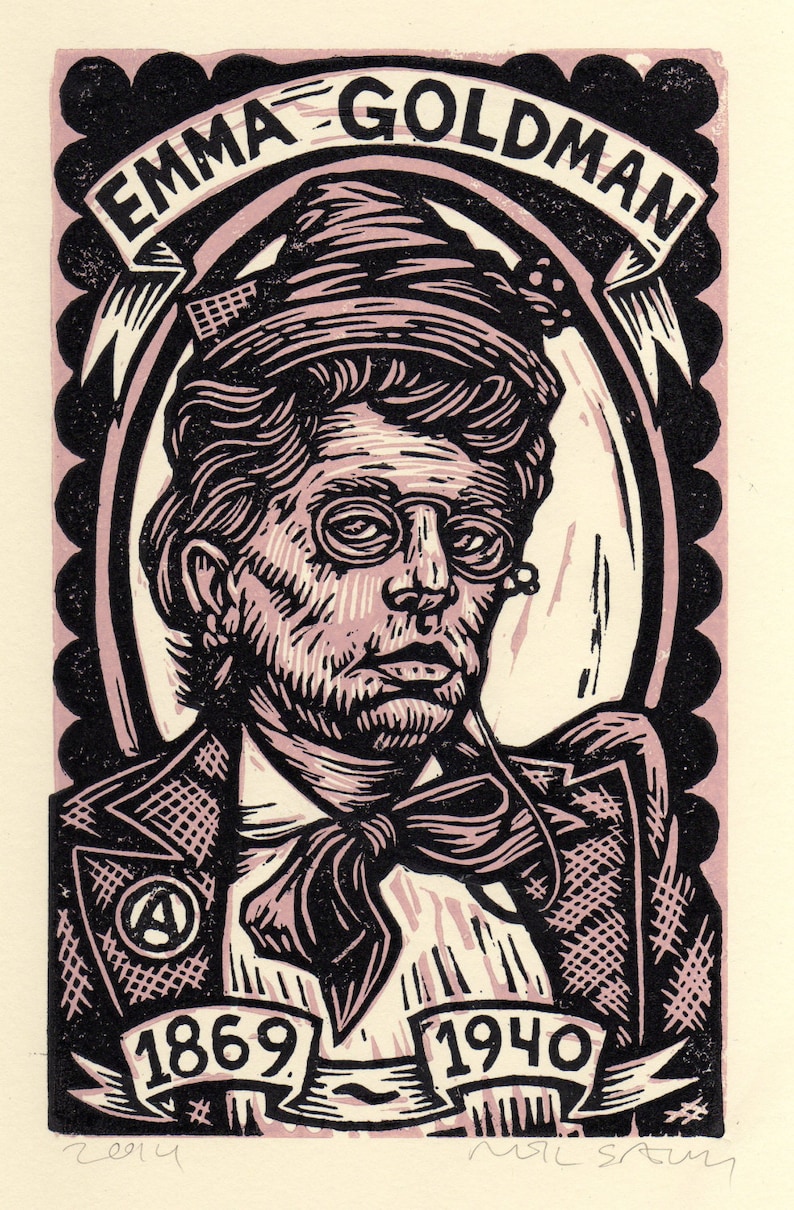 Emma Goldman Art Linocut Print - Female Historical Icons - Etsy