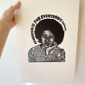 Bell Hooks Portrait - Feminism is for Everybody Linocut Art Print ...