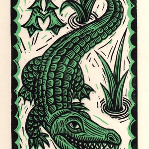 Kids Room Decor - Baby Shower Gift for Boy- Alligator Linocut Art 8 ...