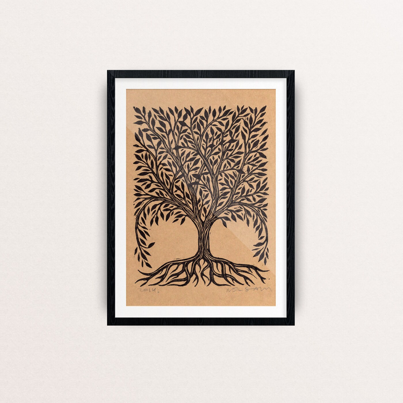 Tree Artwork Rustic Home Decor Tree Linocut Art Print - Etsy