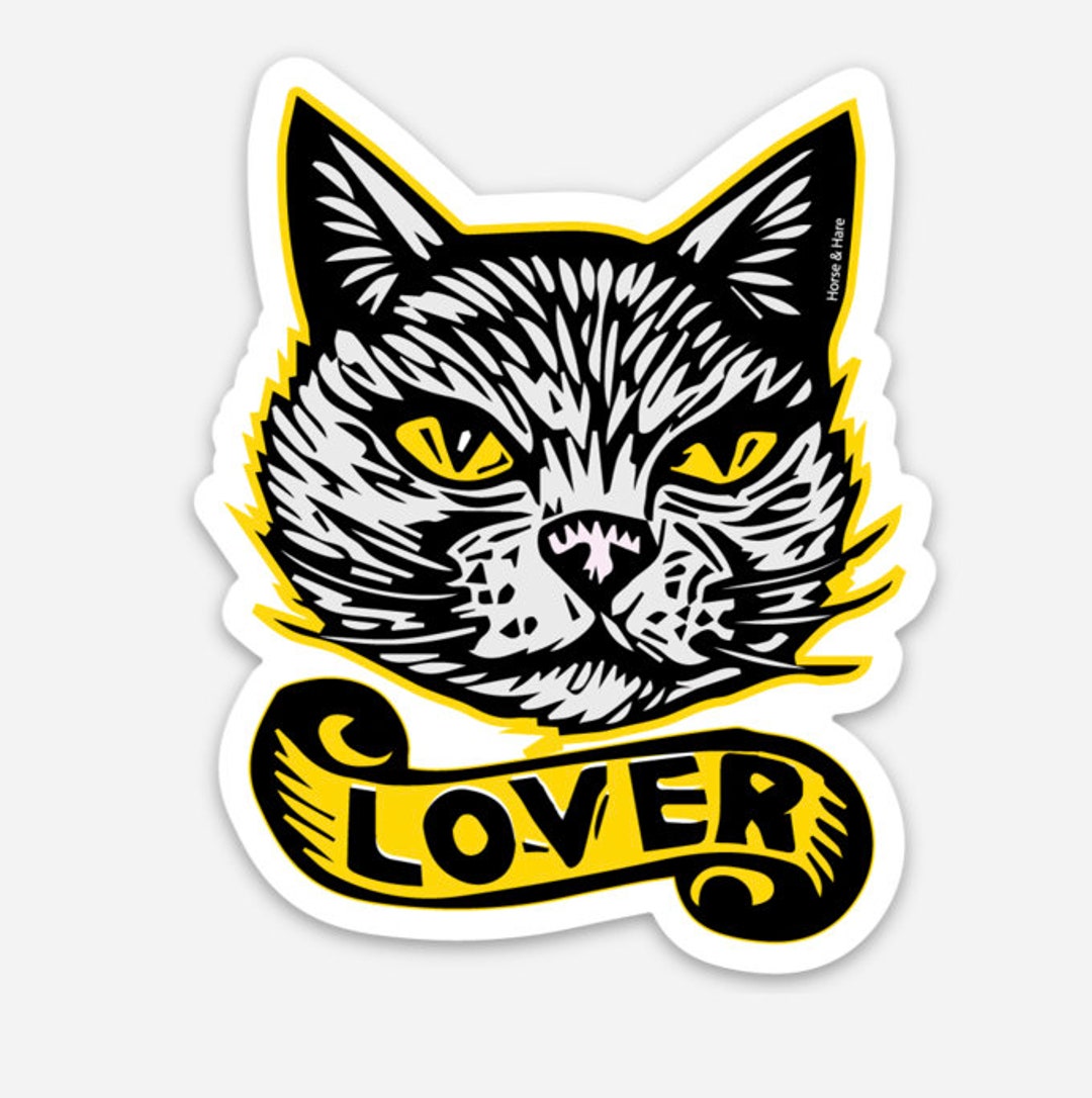 Car Lover Linocut Graphic Waterproof Vinyl Sticker for Laptop, Car, or ...