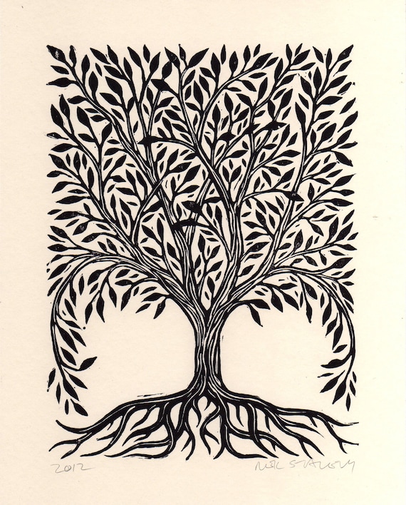 Linoleum Tree Prints