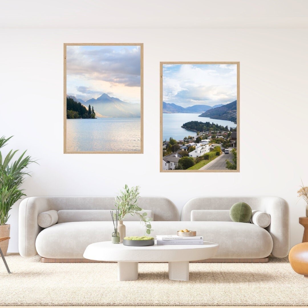 Mountainview Lake Prints Set of 2 - Queenstown, New Zealand Travel ...
