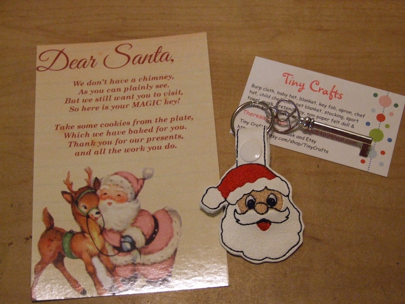 Santa Face Magic Key With Card and Skeleton Key Key Fob Chain - Etsy