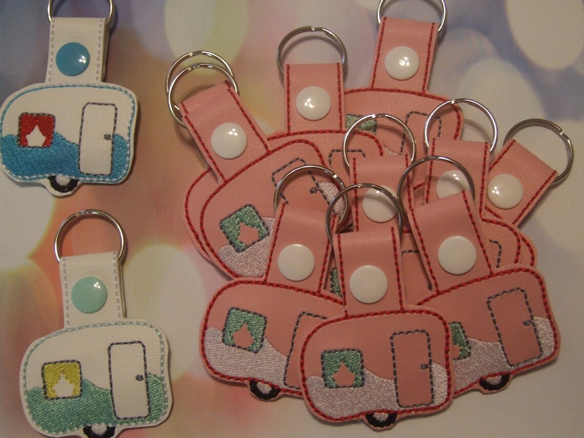 Camper Glamping Trailer Key Fob Chain Ring Tag Snap Tab for - Etsy
