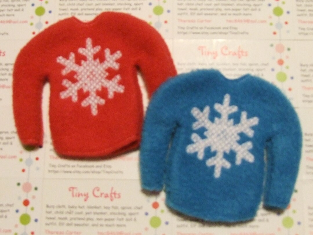 Snowflake Fleece Sweater Jumper for Elf, Pixie, or Fashion Doll Like 12 ...