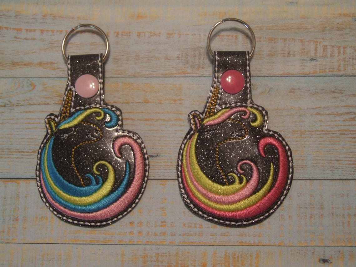 Unicorn Swirl Key Fob Chain Ring Tag Snap Tab for Luggage Backpack ...