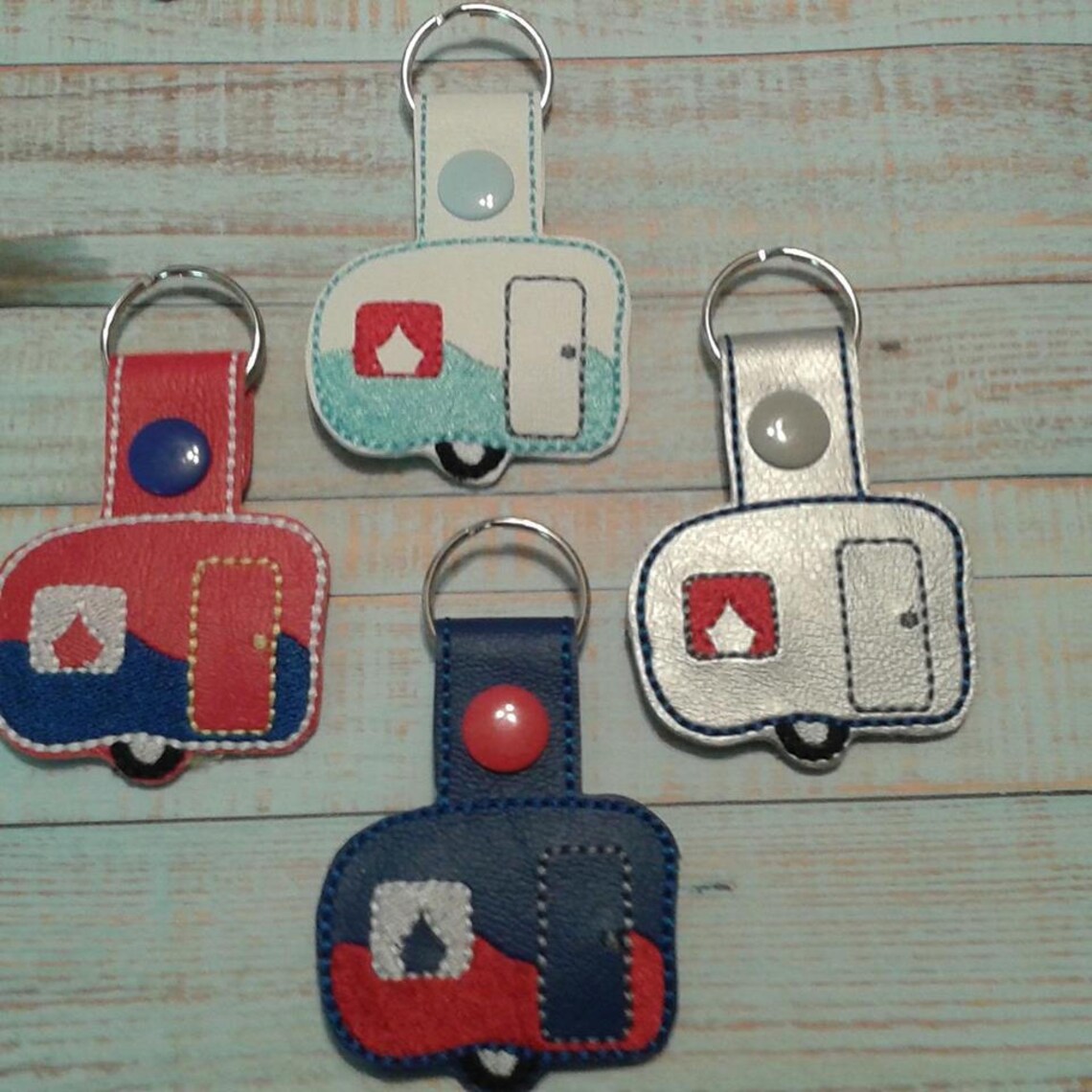 Camper Glamping Trailer Key Fob Chain Ring Tag Snap Tab for - Etsy