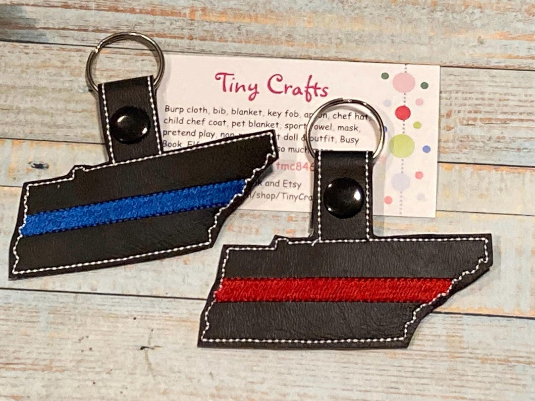 Thin Blue Line Thin Red Line Tennessee TN State Key Fob Chain Ring Tag ...