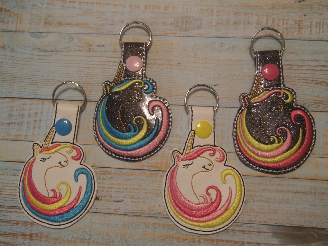 Unicorn Swirl Key Fob Chain Ring Tag Snap Tab for Luggage Backpack ...