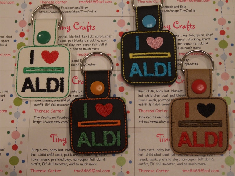 Quarter Coin Holder Grocery Aldi Key Fob Chain Ring Tag Snap Tab for ...