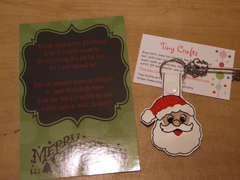 Santa Face Magic Key With Card and Skeleton Key Key Fob Chain - Etsy