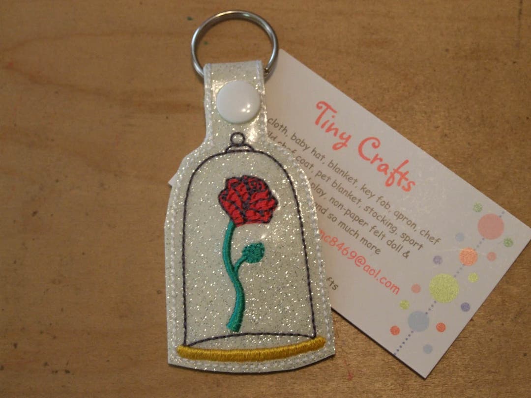 Enchanted Rose Inspired Key Fob Chain Ring Tag Snap Tab for Luggage ...