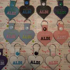 Heart Shaped Aldi Quarter Coin Holder Grocery Aldi Key Fob Chain Ring ...