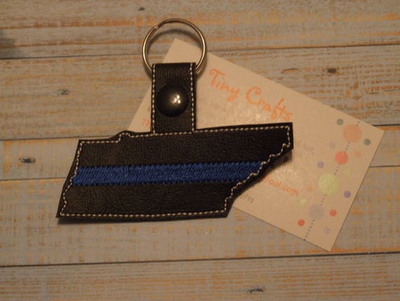 Thin Blue Line Tennessee TN State Key Fob Chain Ring Tag for | Etsy