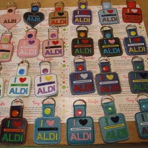 Quarter Coin Holder Grocery Aldi Key Fob Chain Ring Tag Snap Tab for ...