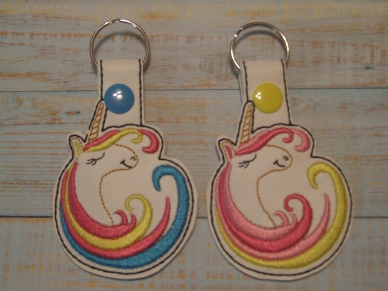 Unicorn Swirl Key Fob Chain Ring Tag Snap Tab for Luggage Backpack ...
