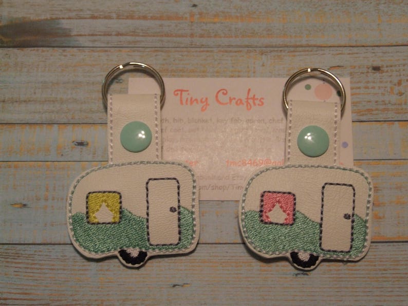 Camper Glamping Trailer Key Fob Chain Ring Tag Snap Tab for - Etsy