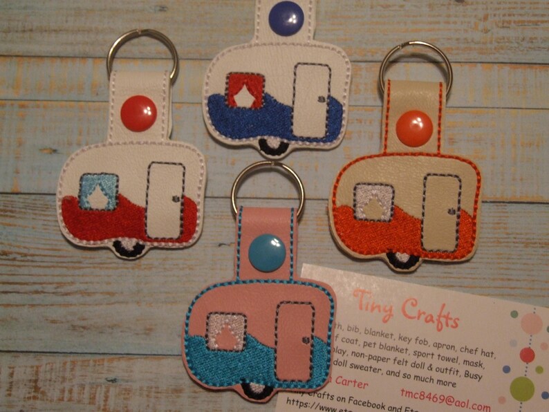Camper Glamping Trailer Key Fob Chain Ring Tag Snap Tab for - Etsy