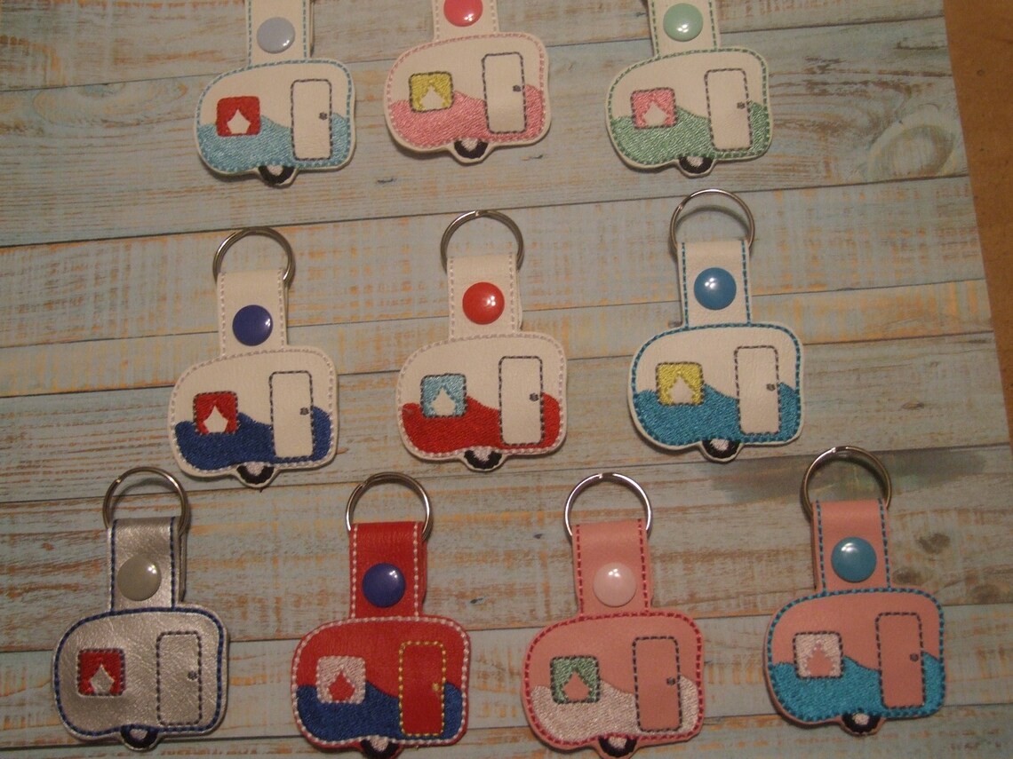Camper Glamping Trailer Key Fob Chain Ring Tag Snap Tab for - Etsy