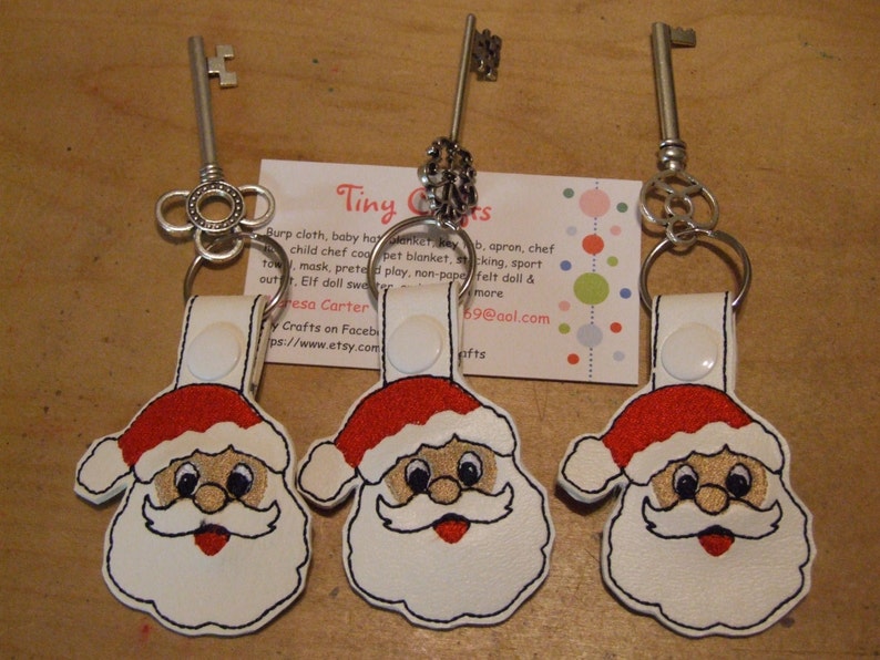 Santa Face Magic Key With Card and Skeleton Key Key Fob Chain Ring Tag ...