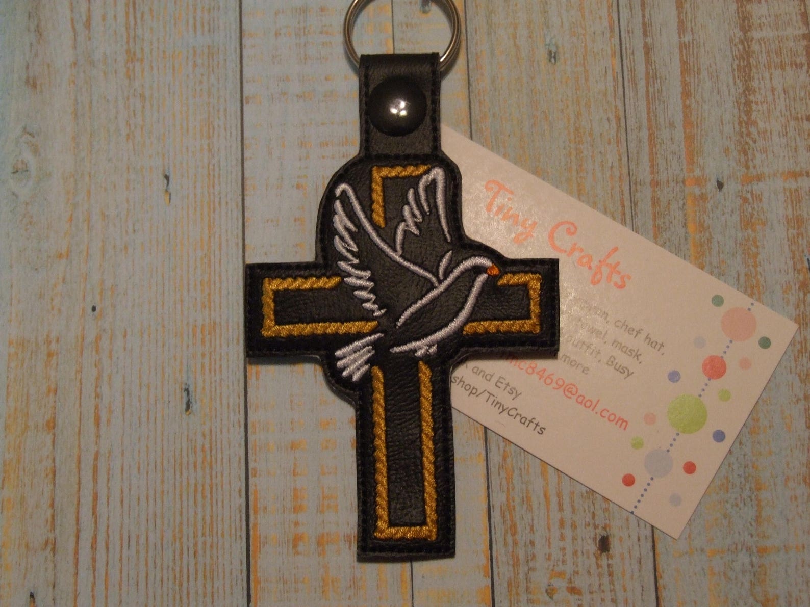 White Dove on Cross Key Fob Chain Ring Tag for Luggage - Etsy