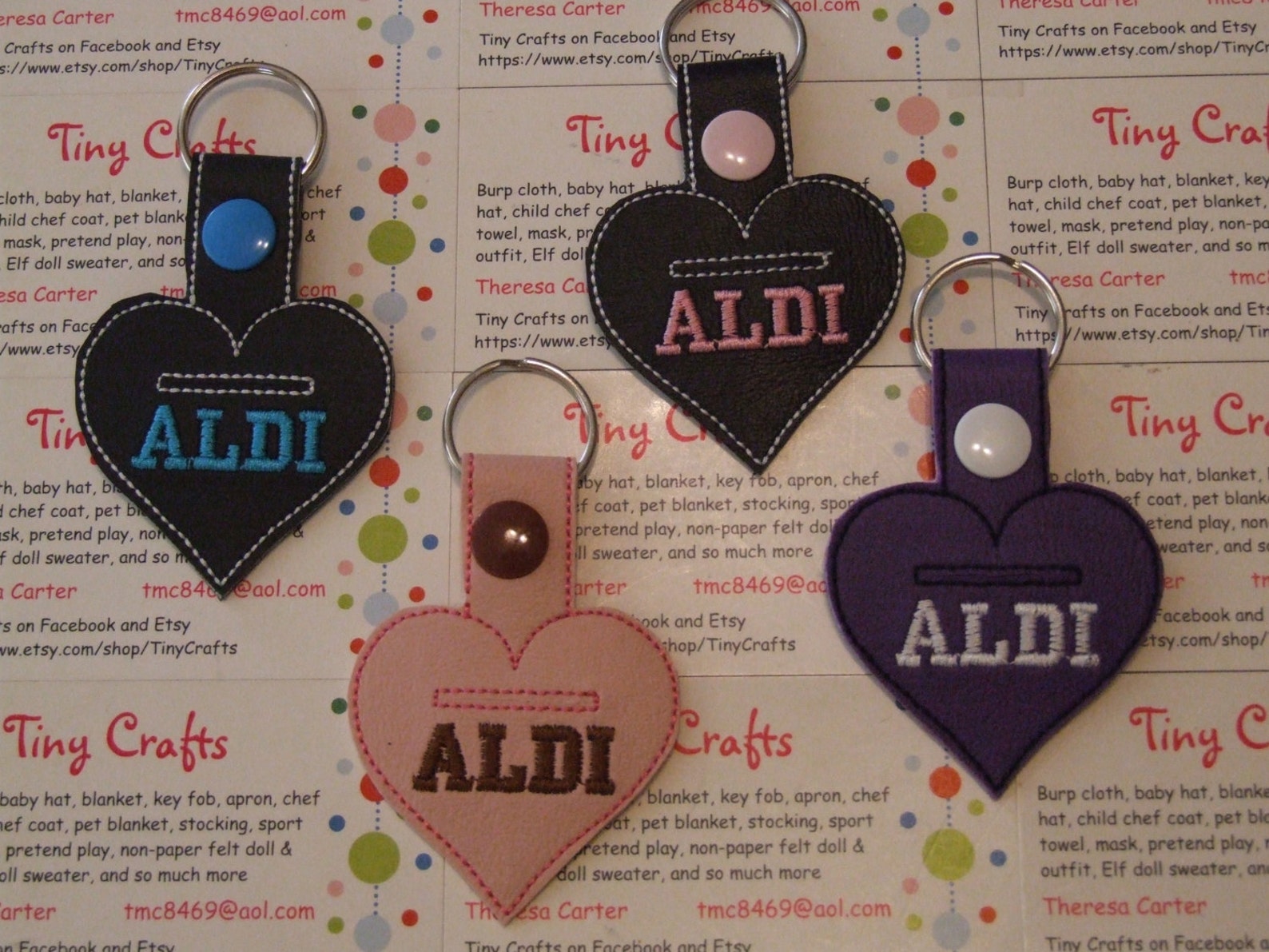 Heart Shaped Aldi Quarter Coin Holder Grocery Aldi Key Fob - Etsy