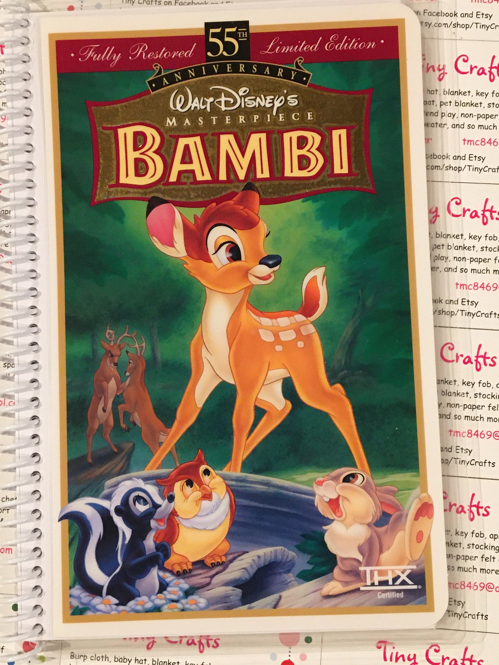 Upcycled VHS Bambi Movie Notebook, Journal, Sketch, Autograph Book With ...