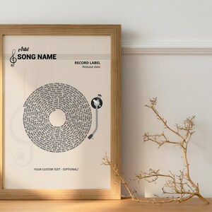 Personalized Vinyl Record Lyrics Print, Custom Music Poster, Unique ...