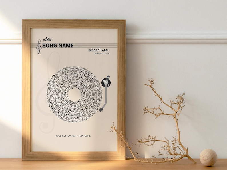 Personalized Vinyl Record Lyrics Print, Custom Music Poster, Unique ...