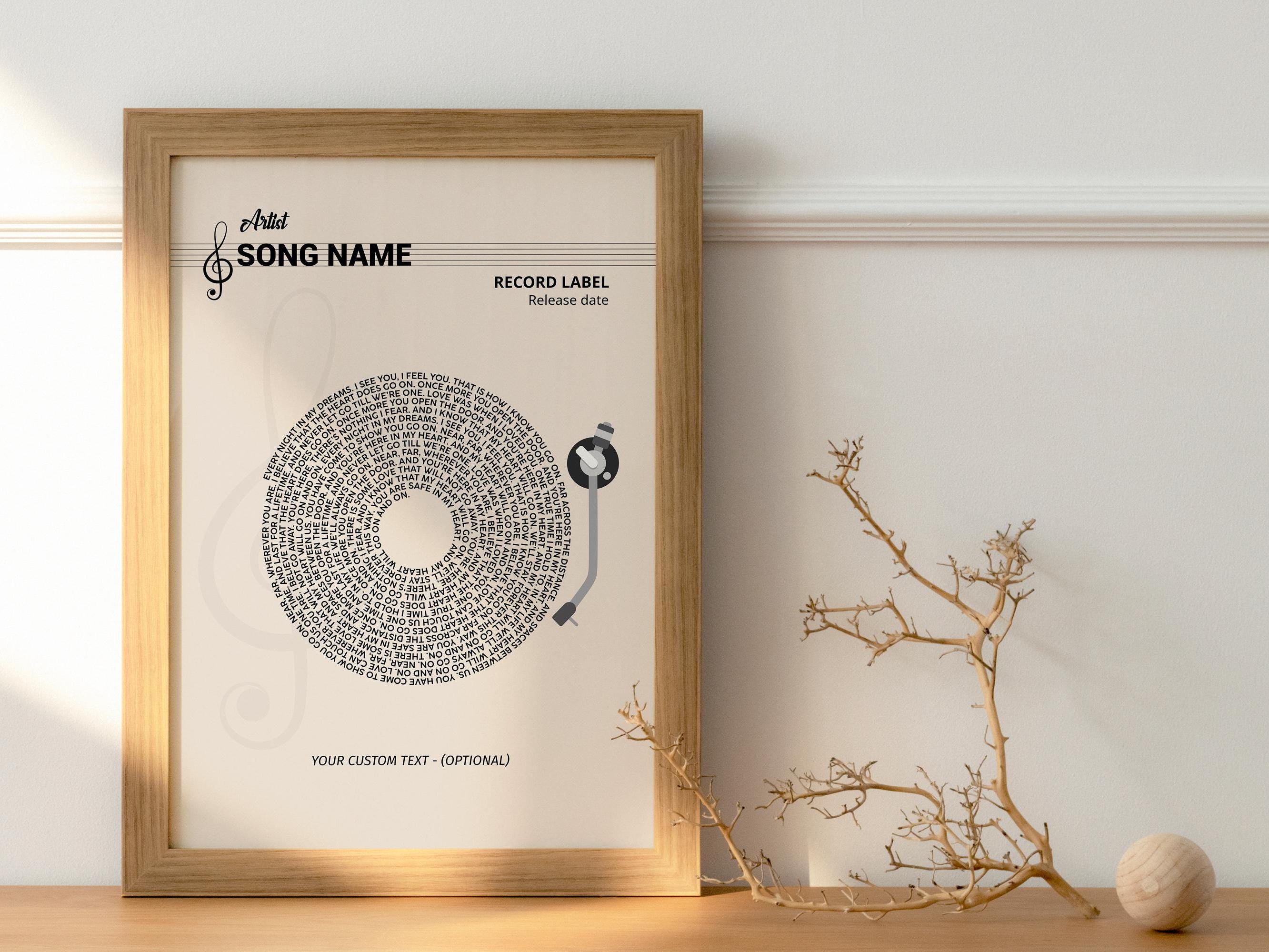 Personalized Vinyl Record Lyrics Print, Custom Music Poster, Unique ...