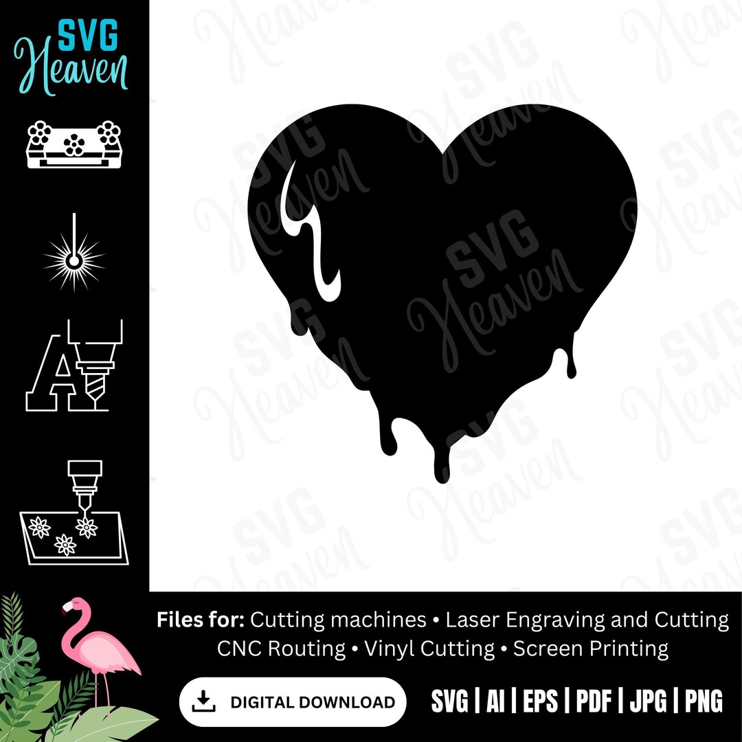 Melting Heart Svg | Dripping Heart Design | Ai, Eps, Pdf, Png, Jpg, Svg ...
