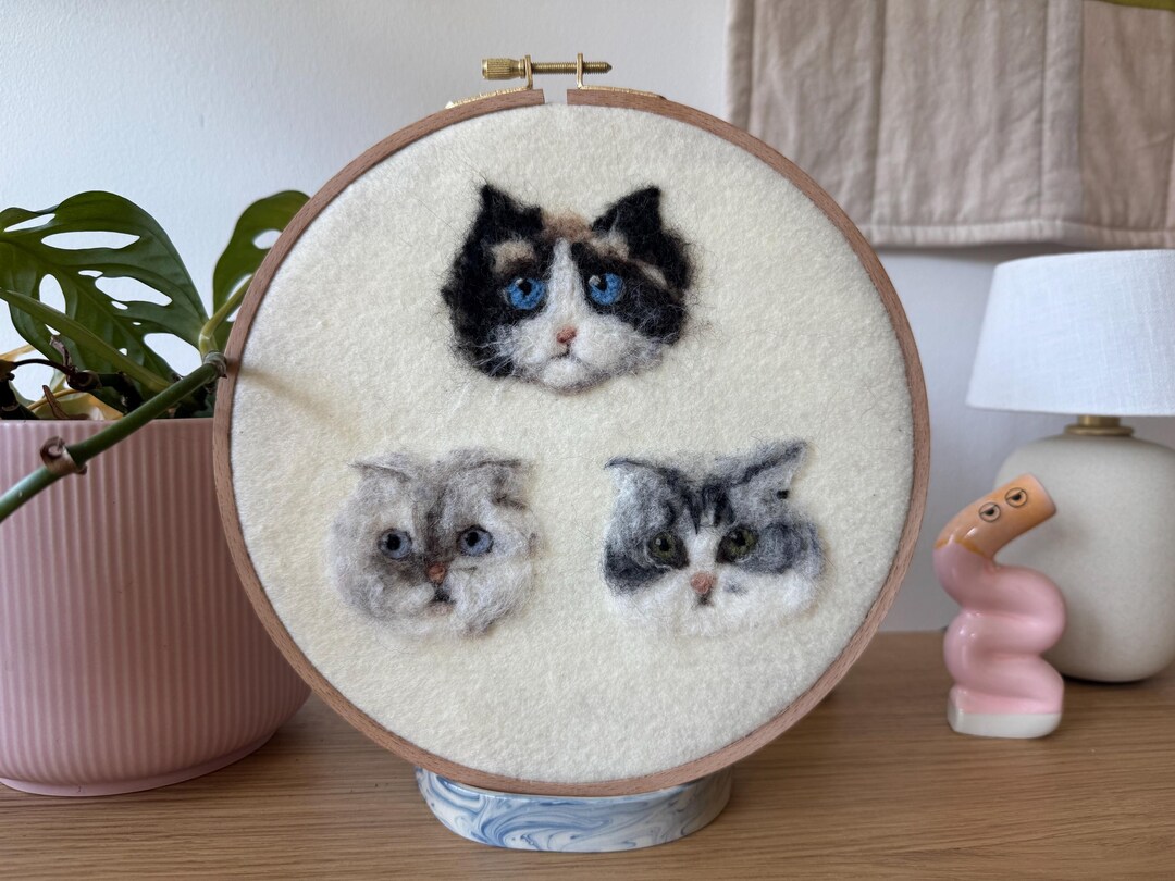 Personalized Triple Pet, Dogs and Cats, Portrait - Custom Needle Felted ...