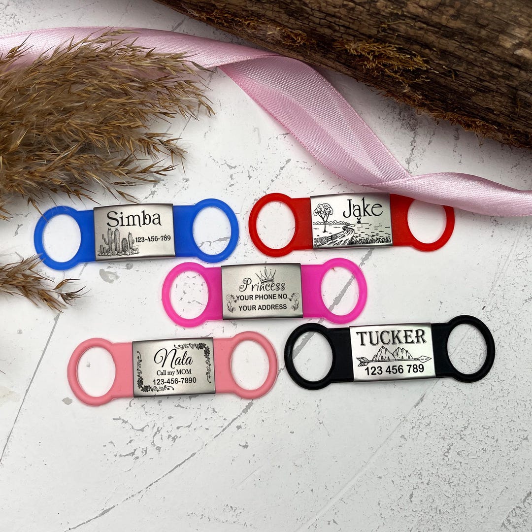 Personalized Dog Tag Custom Dog Tag Slide on Dog Tag Silicone Pet Tag ...