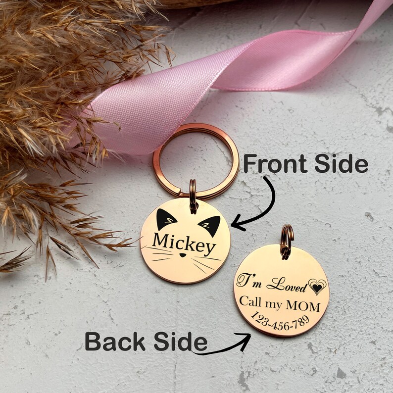 Custom Small Cat Tags, Personalized Tag for Cats, Cat Tag and Collar ...