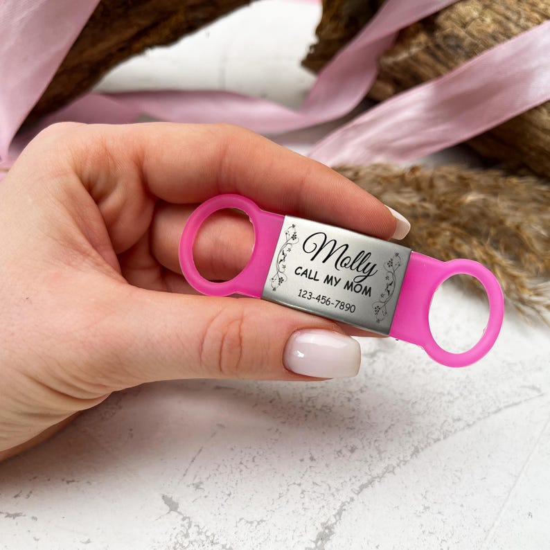 Slide on Dog Tag for Collar, Personalized Silicone Custom Dog Collar ...
