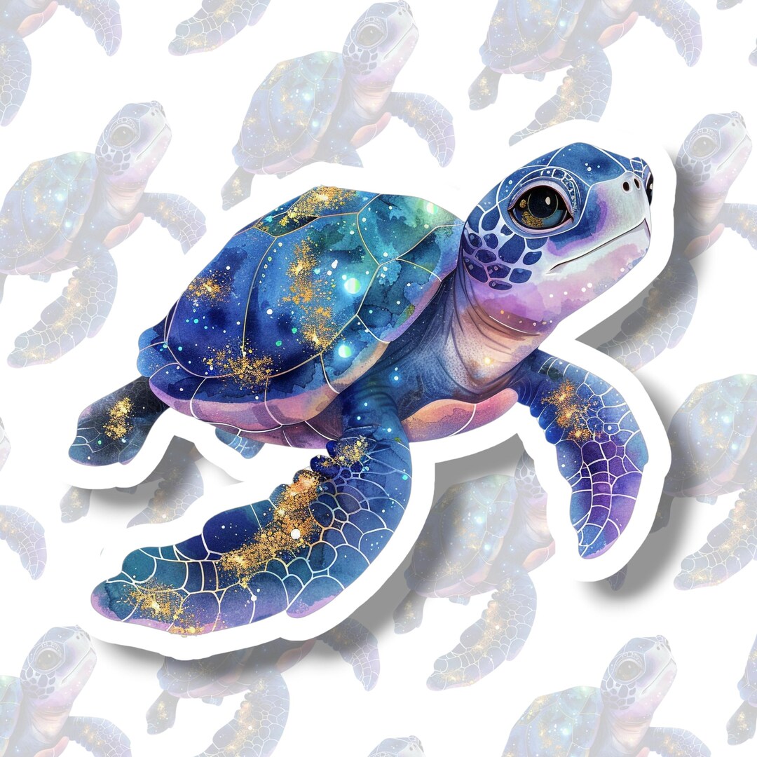 Turtle Vinyl Sticker | Holographic | Waterproof | Waterbottles Stickers ...