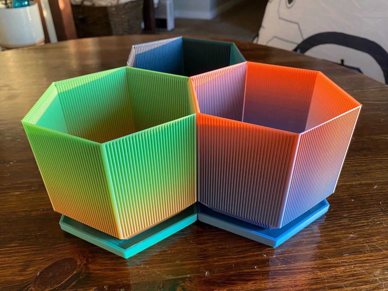 Any Color 3D Printed Hexagon Vase With Drain Base Plate - Etsy