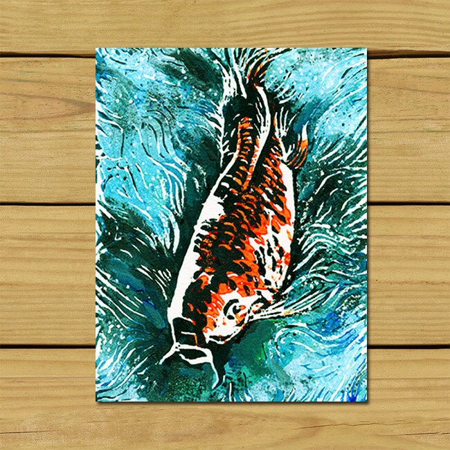 Koi Fish Wall Art Linocut Print Block Print Relief Art - Etsy