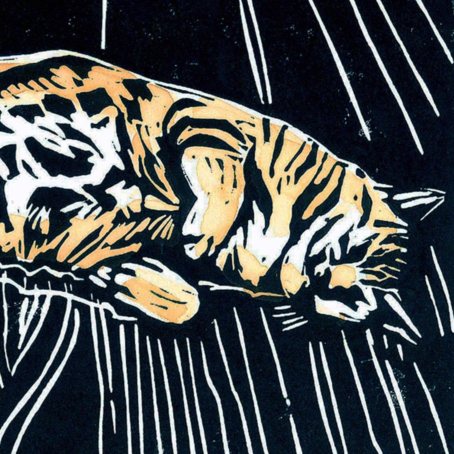 Cat Linocut Print Block Print Linoleum Print Relief Art - Etsy