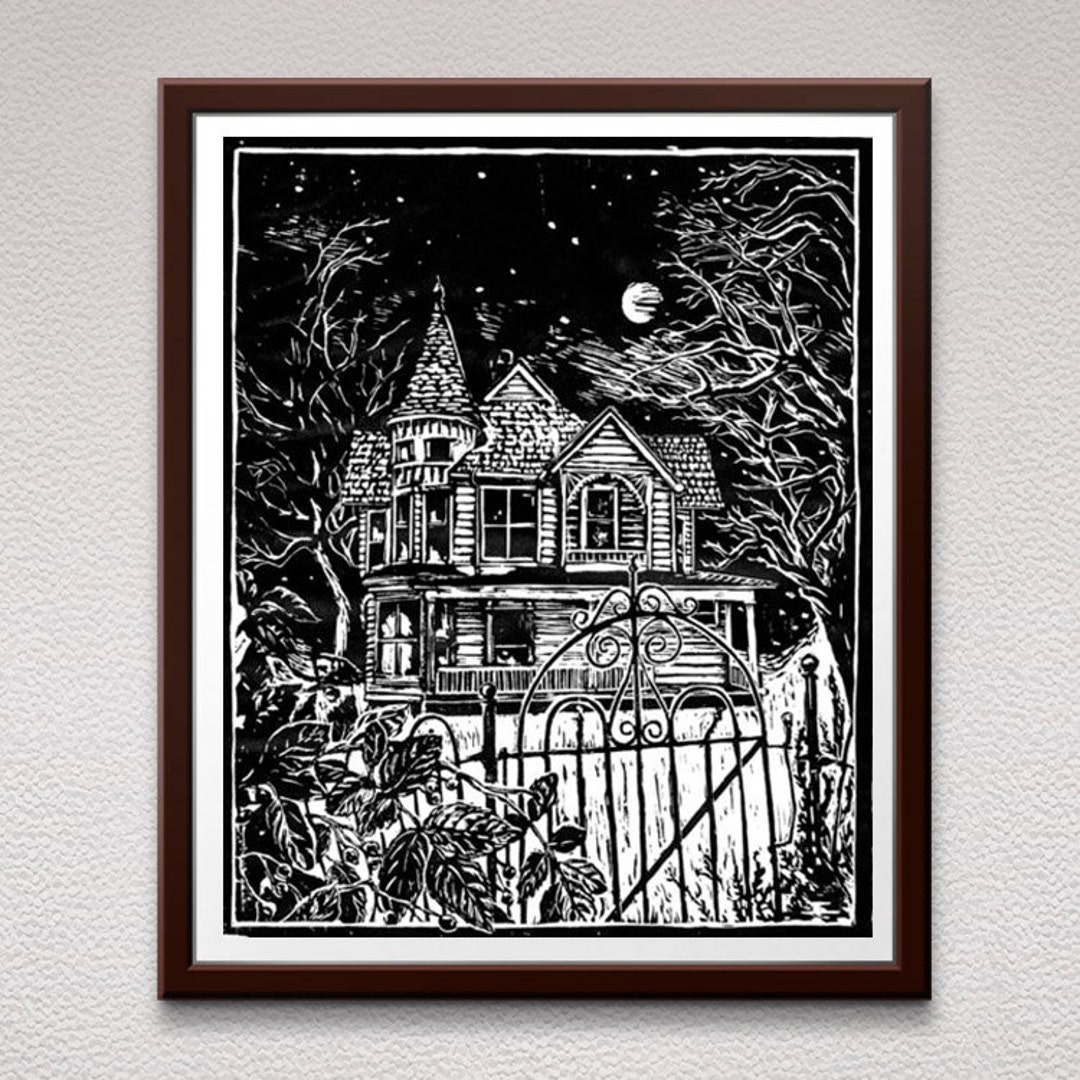 Victorian House, Relief Art Print, Block Print, Linocut Print, Lino Cut ...