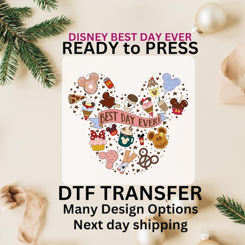 Disney Best Day Ever DTF Transfers, Disney Matching Family Trip Ready ...