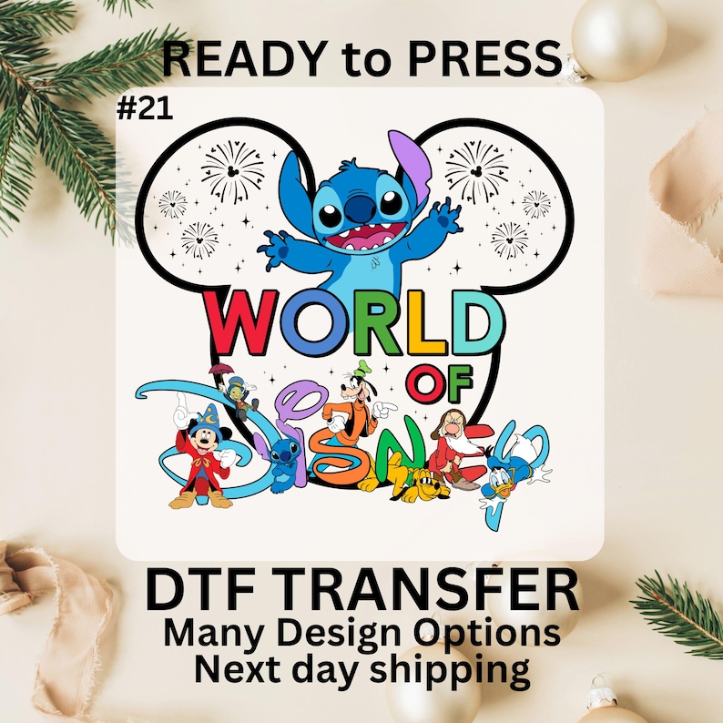 Stitch World of Disney DTF Transfer, Stitch Lilo Ready to Press DTF ...